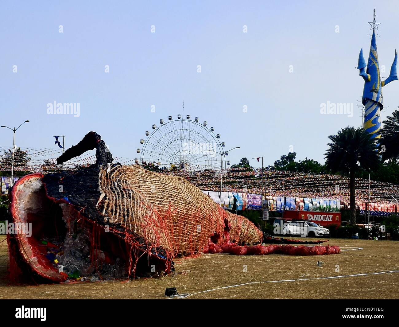 Manila, Philippines. ‘The Cry of the Dead Whale' is an art installation ...