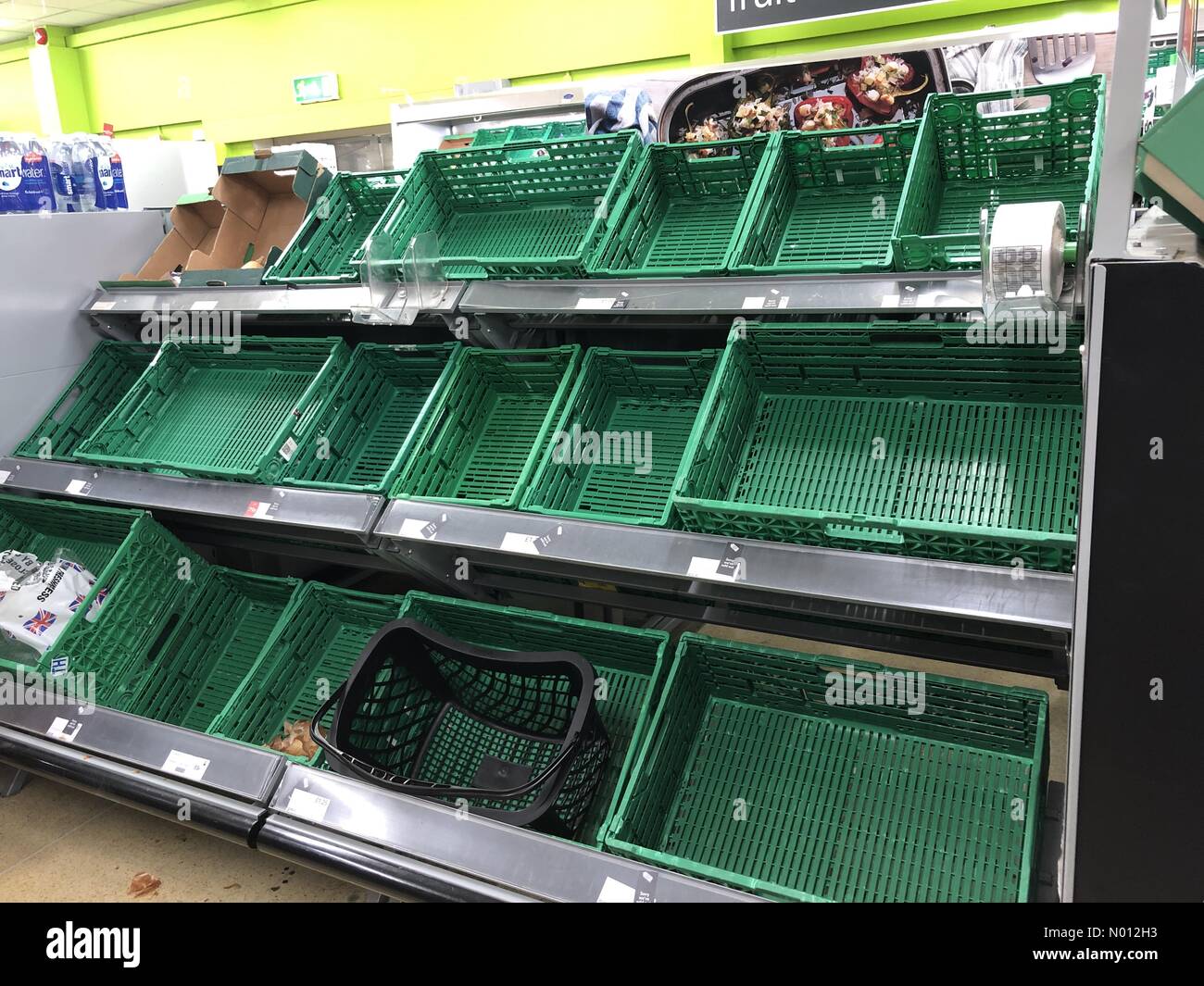 Axminster, Devon. 18th March 2020. Covid-19 Pandemic. Empty vegetable ...