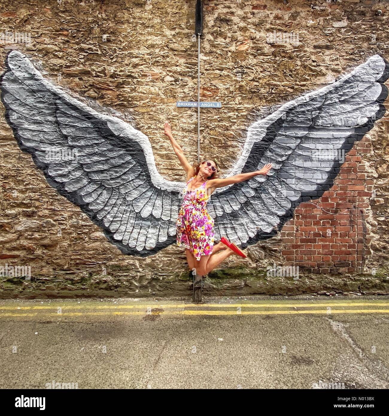 Brixham, Devon, UK. 2nd September, 2020. Raich Keene interacts with ...