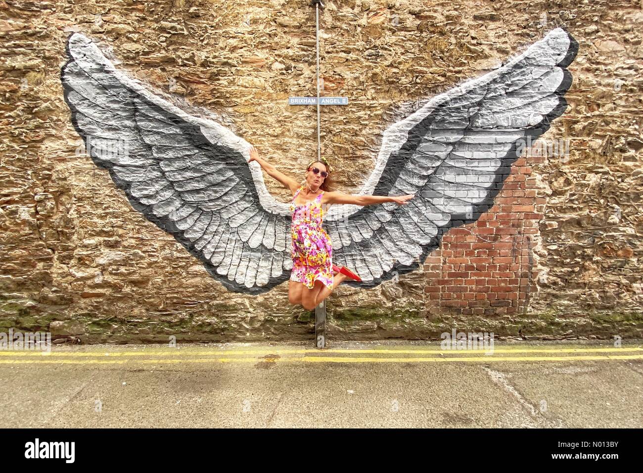Brixham, Devon, UK. 2nd September, 2020. Raich Keene interacts with ...