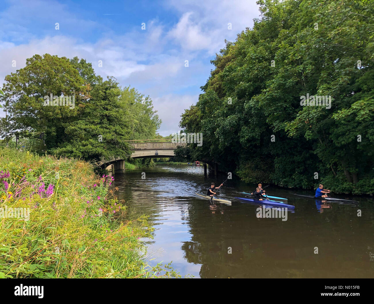 Guildford, UK. 14th Aug, 2021. UK Weather: Sunny intervals in Guildford ...