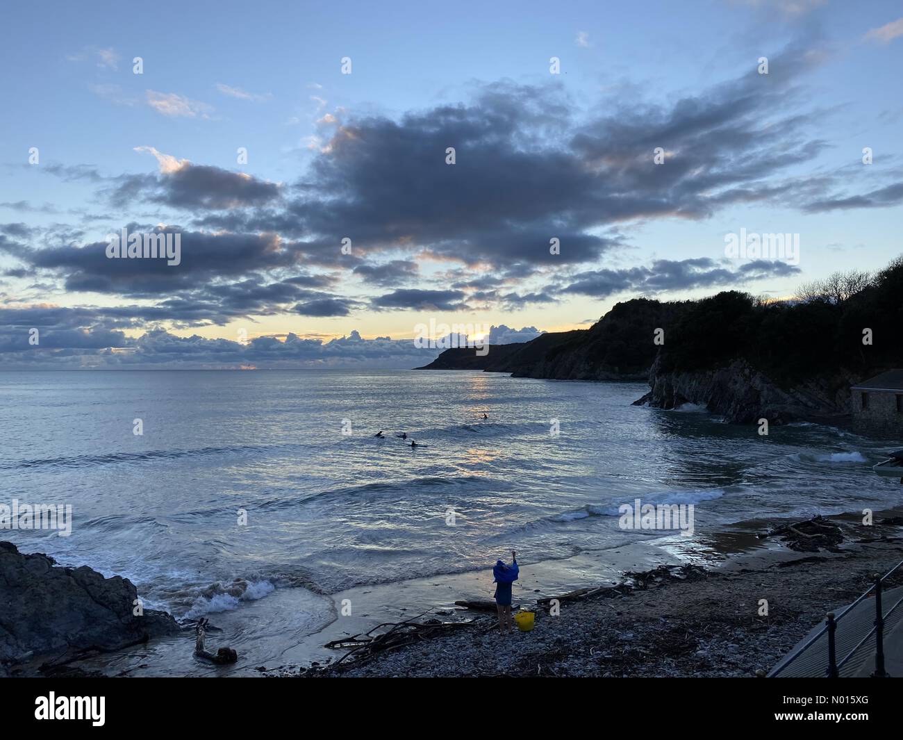 Caswell Bay, Swansea, Wales. 03rd Nov, 2021. Surfers and swimmers make ...