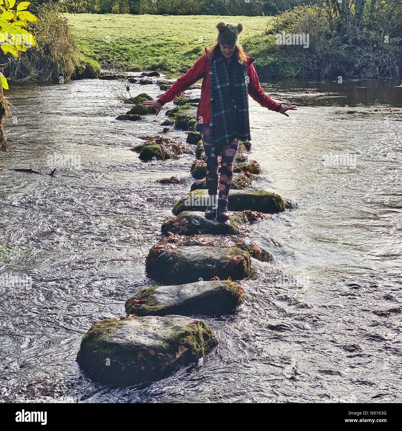 UK Weather: Mild calm at Rushford Stepping stones, Chagford, Dartmoor ...