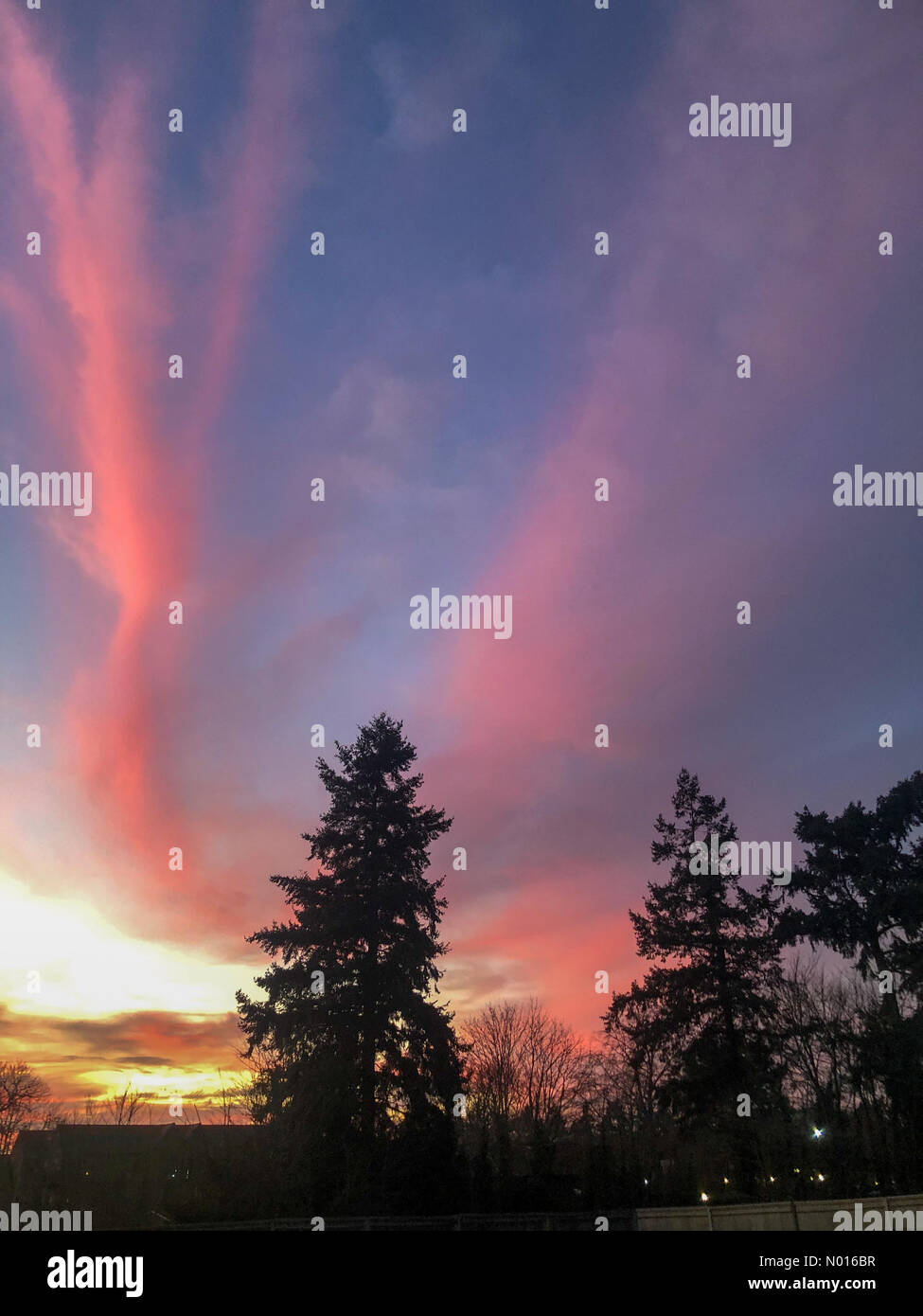 UK Weather: Sunset over Godalming. Tuesley Farm, Godalming. 02nd ...