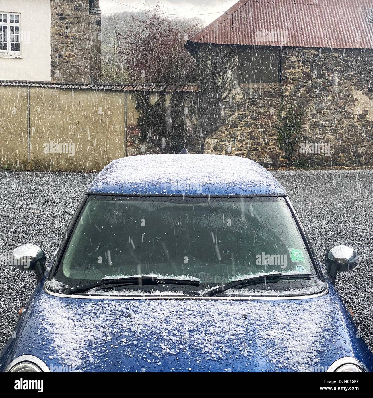 UK Weather: Flash snow hail sleet flurries in Doddiscombsleigh, Devon ...