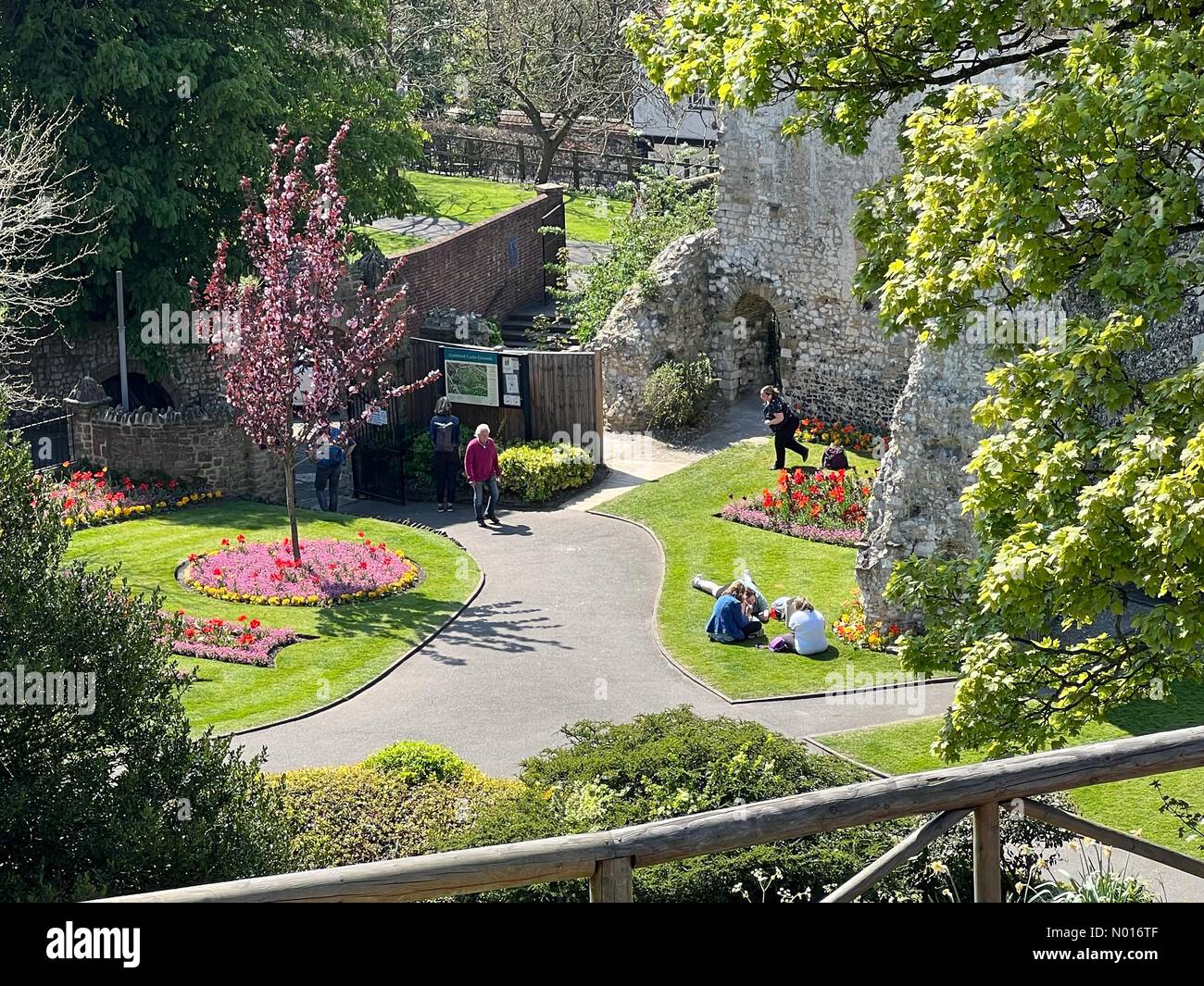 UK Weather: Sunny in Guildford. Castle Grounds, Guildford. 21st April ...