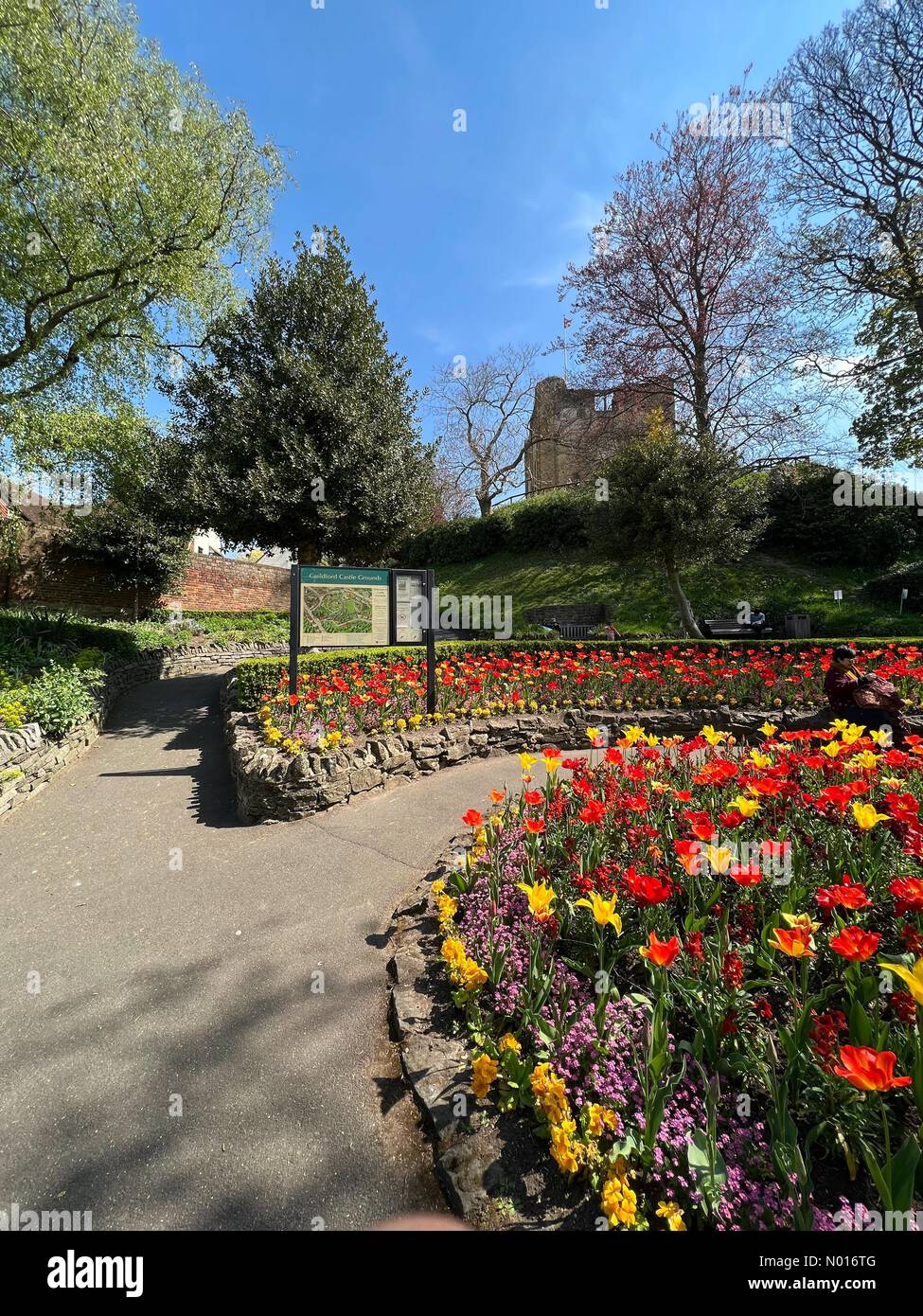 UK Weather: Sunny in Guildford. Castle Grounds, Guildford. 21st April ...