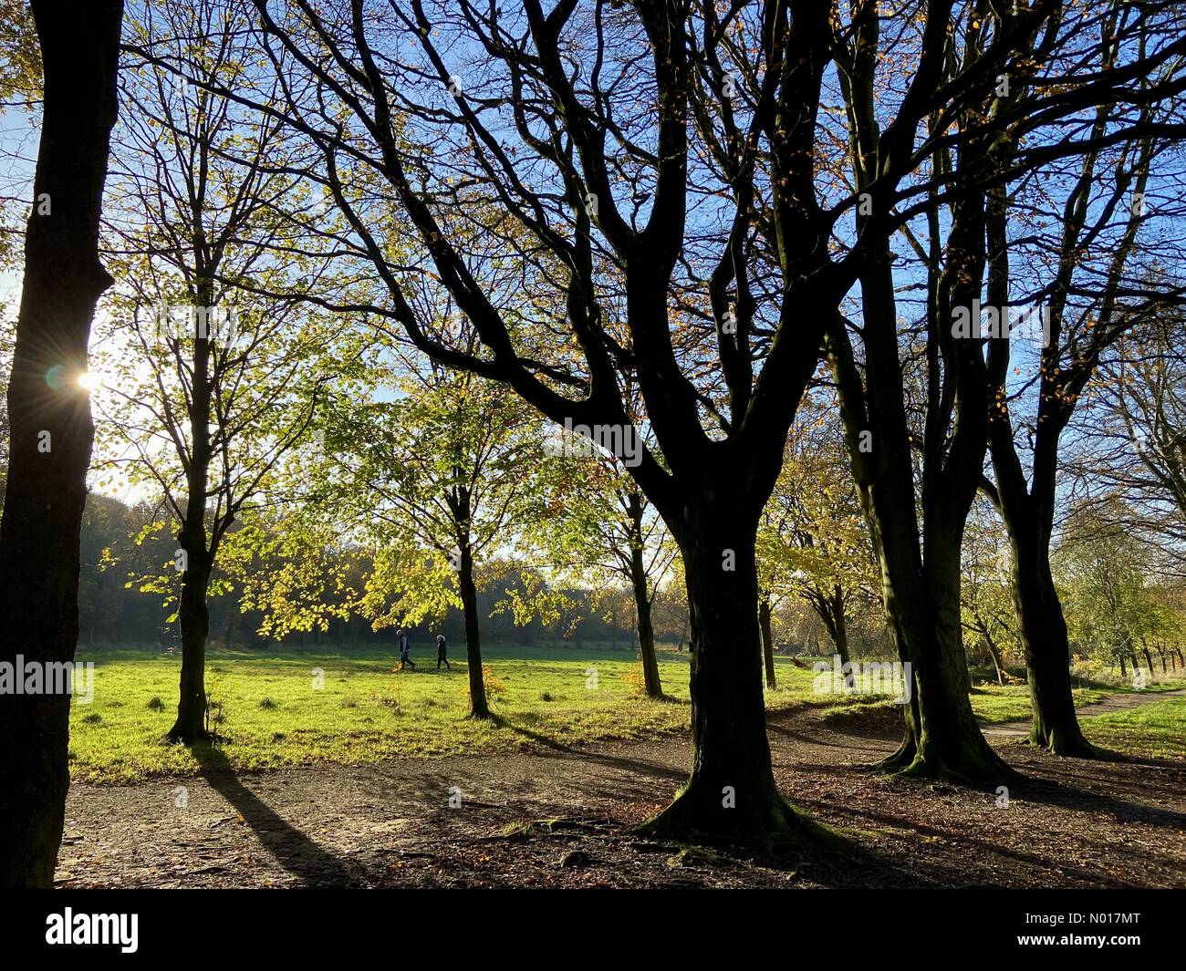 UK Weather: sunny autumn day in Rivington, Lancashire. Two people ...