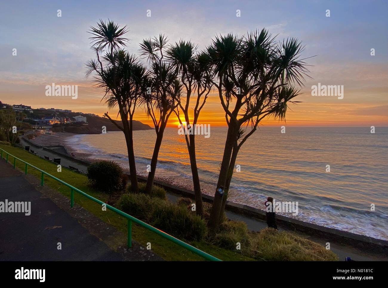 Langland Bay near Swansea, Wales, UK. 23 January, 2023. A swimmer ...