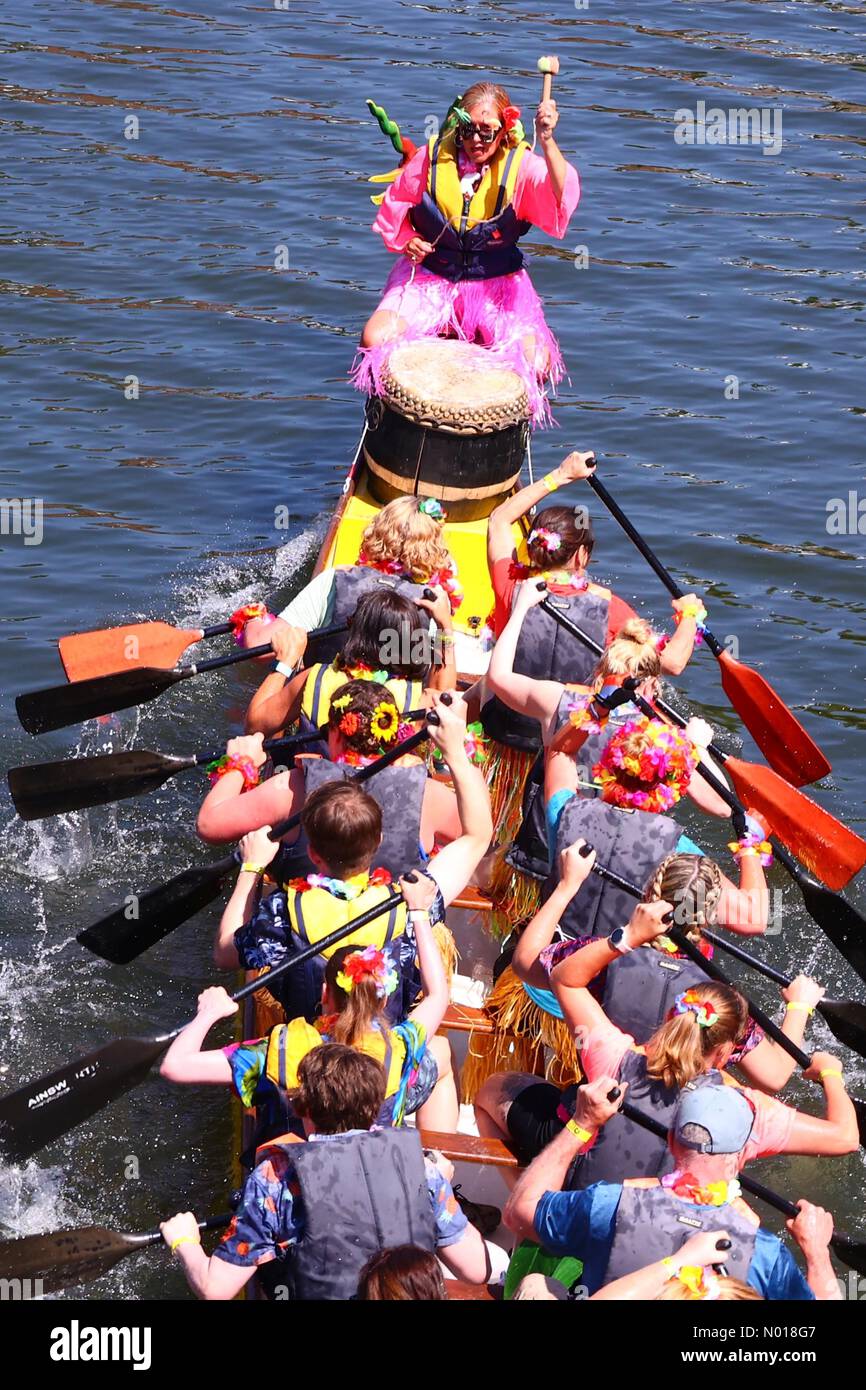 UK Weather: Crowds enjoy dragon boat festival in sunshine at Exeter ...
