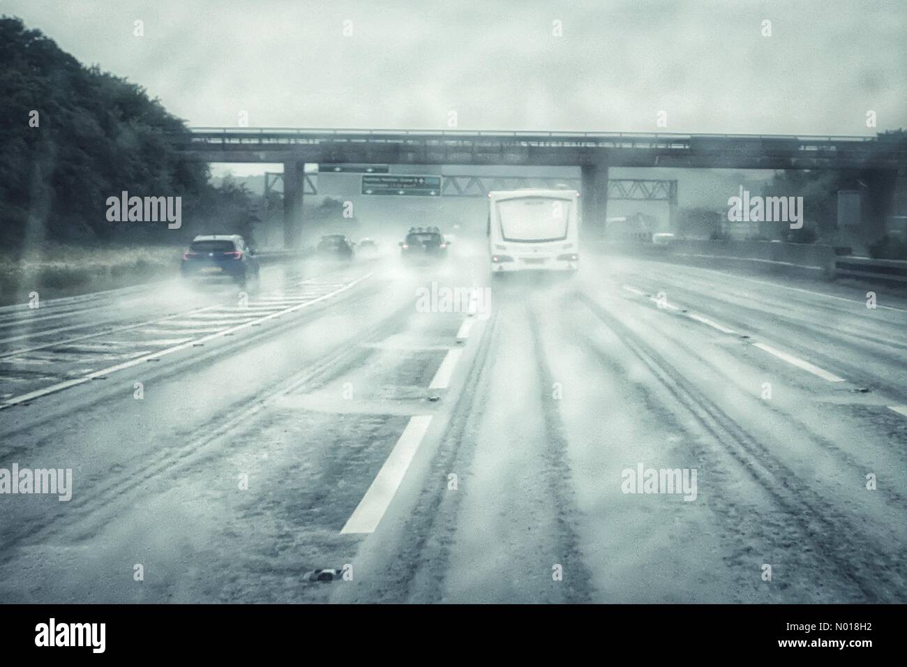 UK Weather: Flash storm on a38 near Exeter, Devon, UK. 10 June, 2023 ...