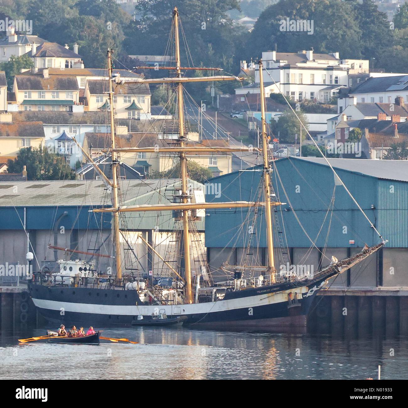 UK Weather: Tall ship ‘Pelican' moored at Teignmouth harbour for sea ...