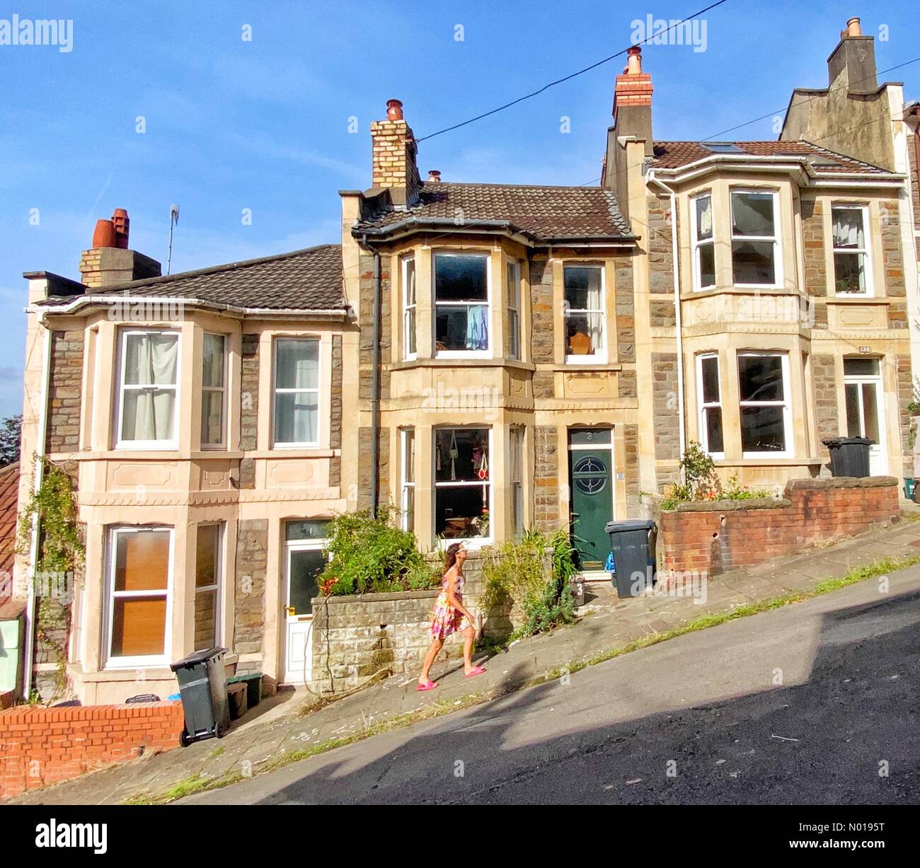 UK Weather: Sunny day at Vale Street, Totterdown, Bristol, UK. the steepest street in England ...