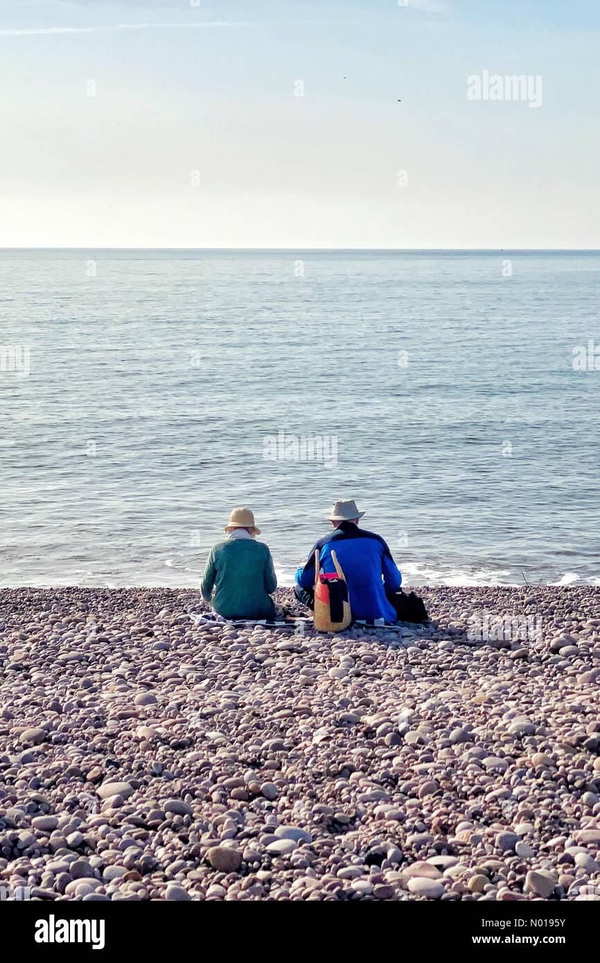 UK Weather: Lovely sunny day at Budleigh Salterton beach, Devon, UK. 8 ...