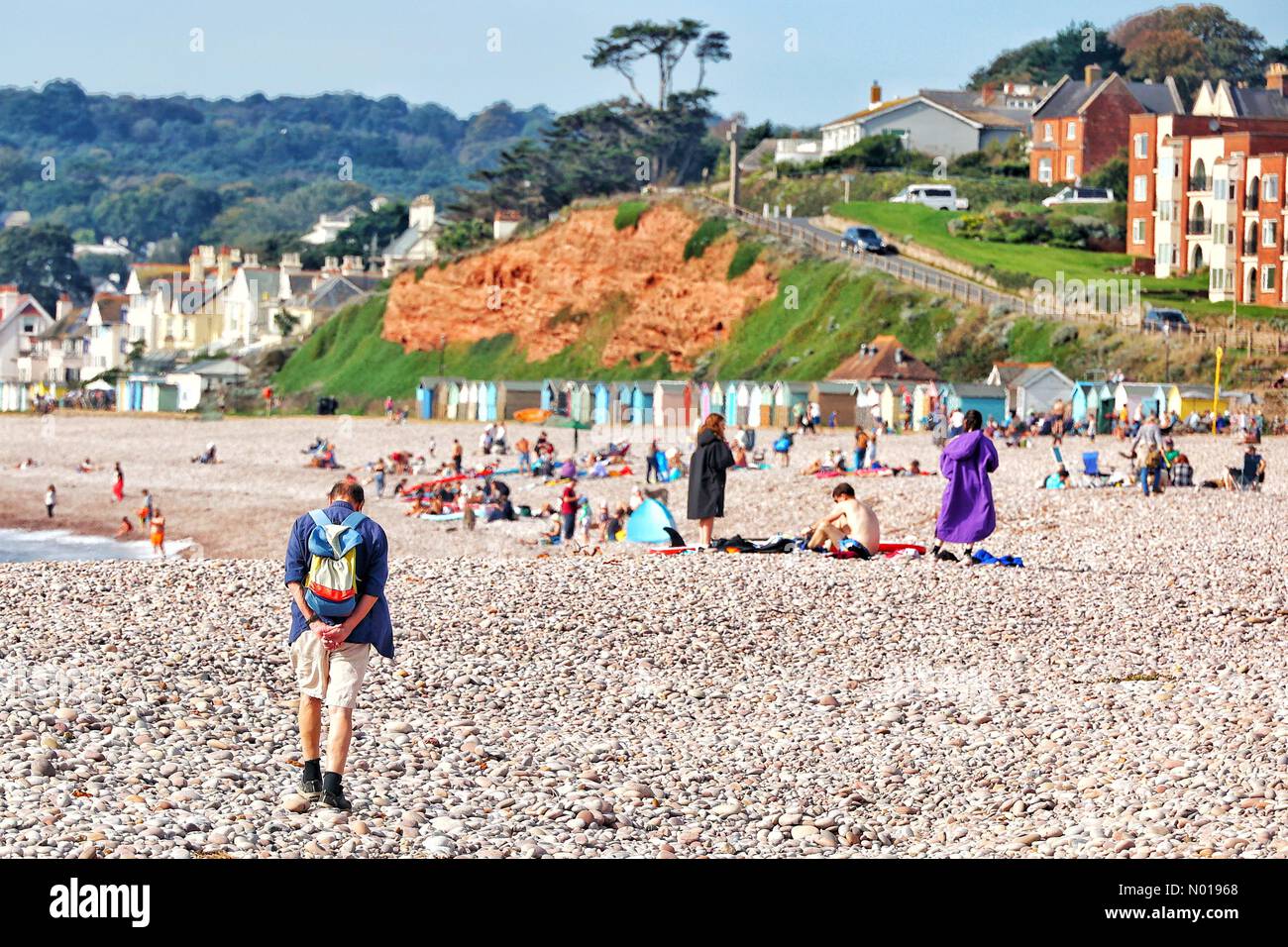 UK Weather: Sunny Sunday at Budleigh Salterton beach, Devon, UK. 8 ...