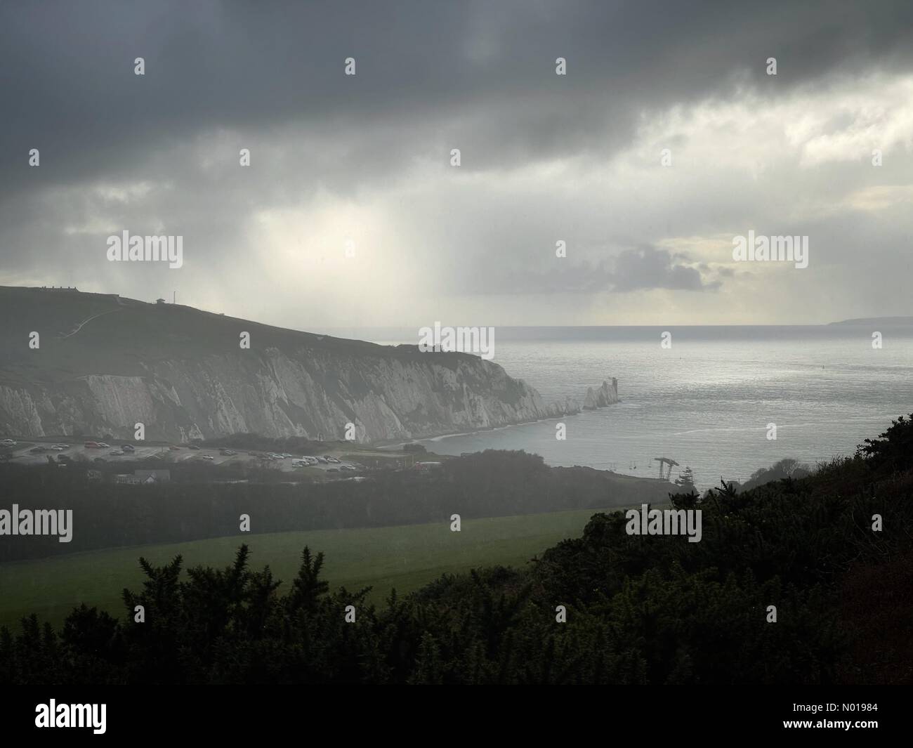 UK Weather: Sunshine and showers over the Isle of Wight. Headon Warren ...