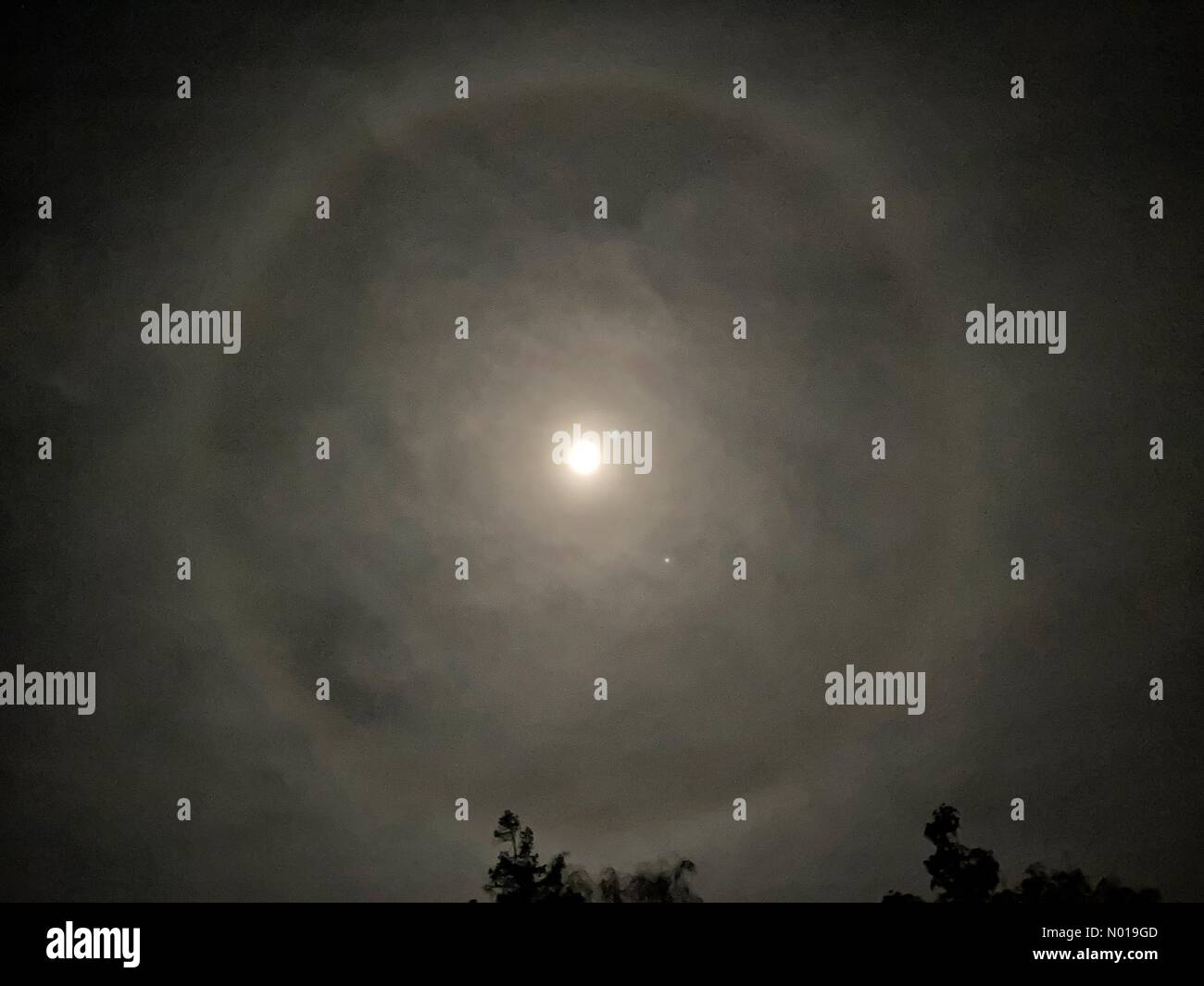 Full moon halo over Bournemouth. Bournemouth, Dorset, UK. 26 November ...