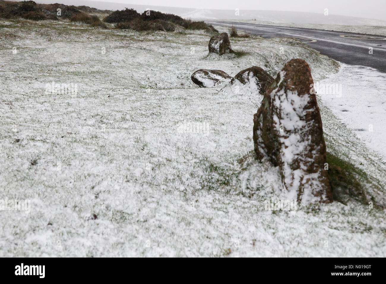 UK Weather: Snow settling near North Bovey, Dartmoor, Devon, UK. 30 ...