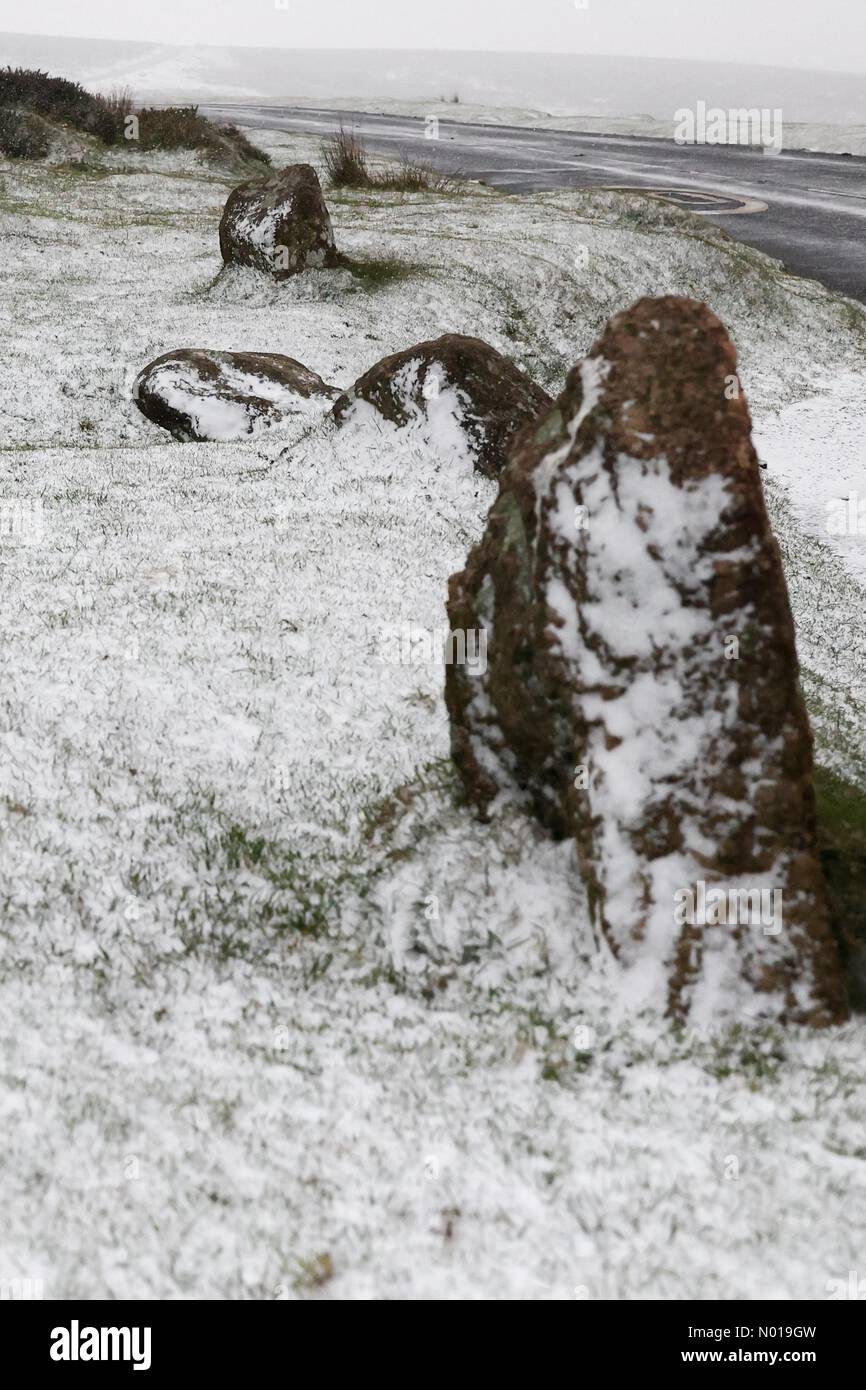 UK Weather: Snow settling near North Bovey, Dartmoor, Devon, UK. 30 ...