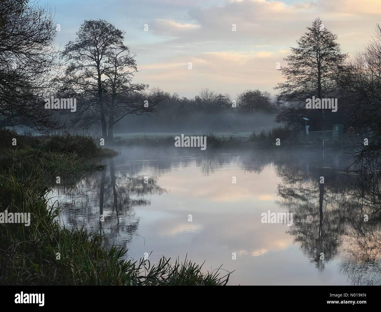 UK Weather: Misty in Godalming. River Wey Navigations, Godalming. 08th ...