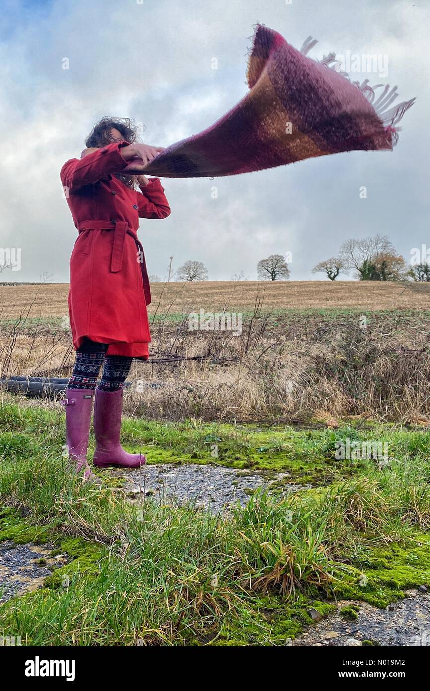 UK Weather: Gusty wind at Dunsford in Devon, UK. Pictured: Raich Keene ...
