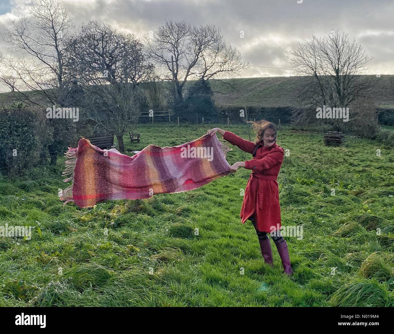 UK Weather: Gusty wind at Dunsford in Devon, UK. Pictured: Raich Keene ...