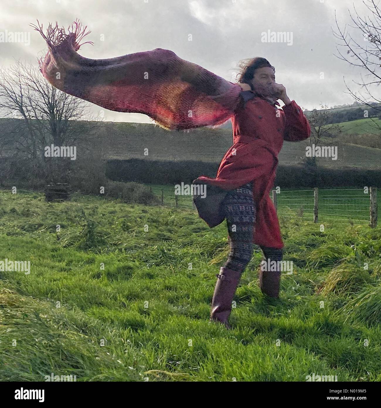 UK Weather: Gusty wind at Dunsford in Devon, UK. Pictured: Raich Keene ...