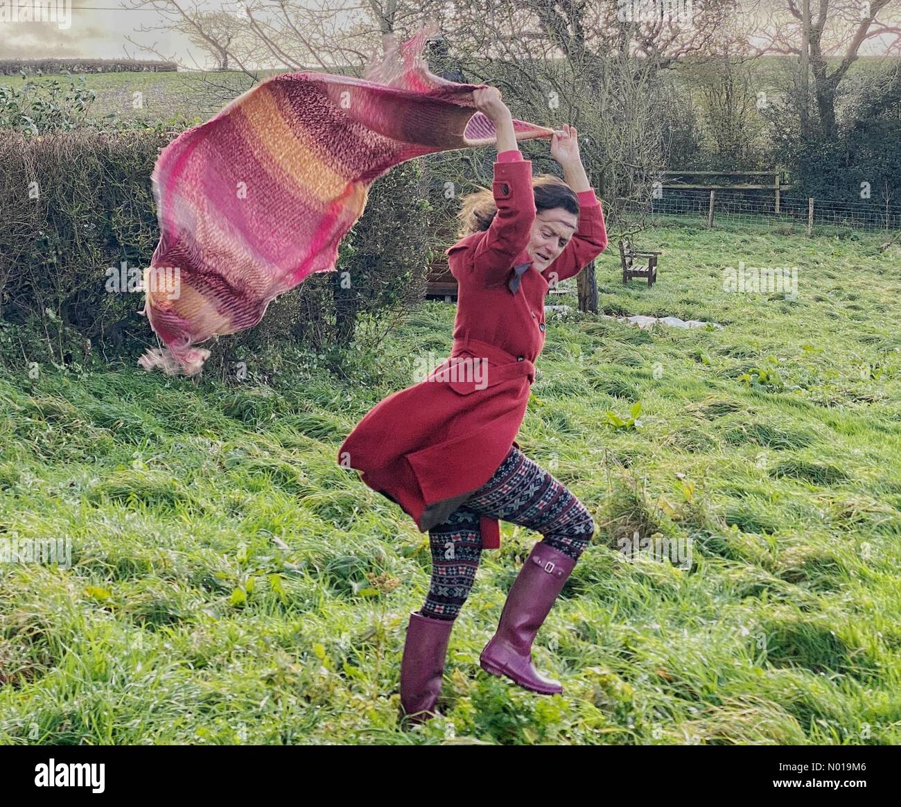 UK Weather: Gusty wind at Dunsford in Devon, UK. Pictured: Raich Keene ...