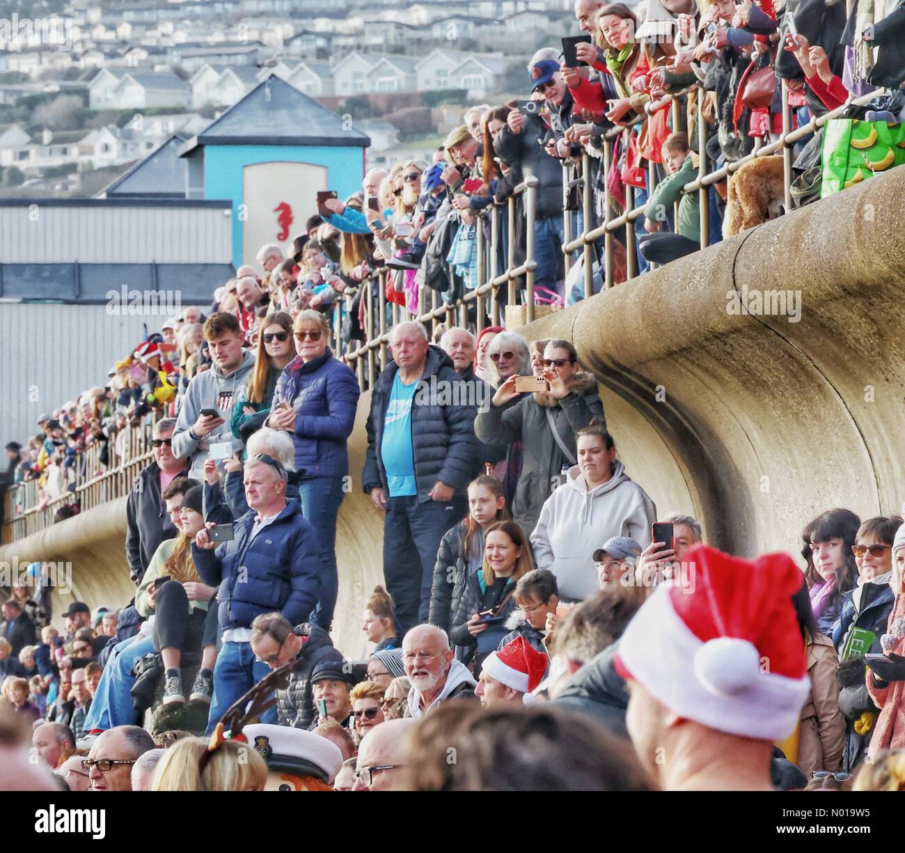 Colourful crowds flood Teignmouth beach for the popular annual Boxing ...