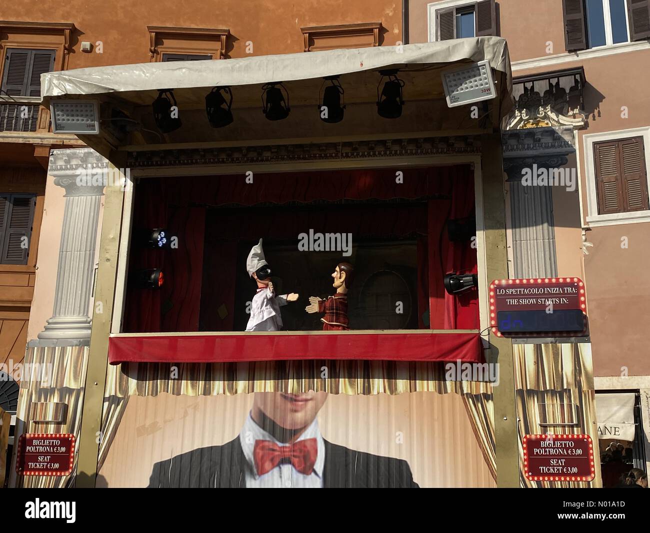 Rome, Italy. 31 December 2023. A theatre puppet show in Piazza Navona ...