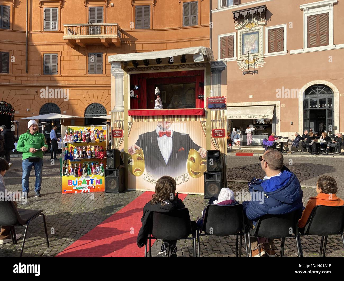 Rome, Italy. 31 December 2023. A Theatre puppet show in Piazza Navona ...