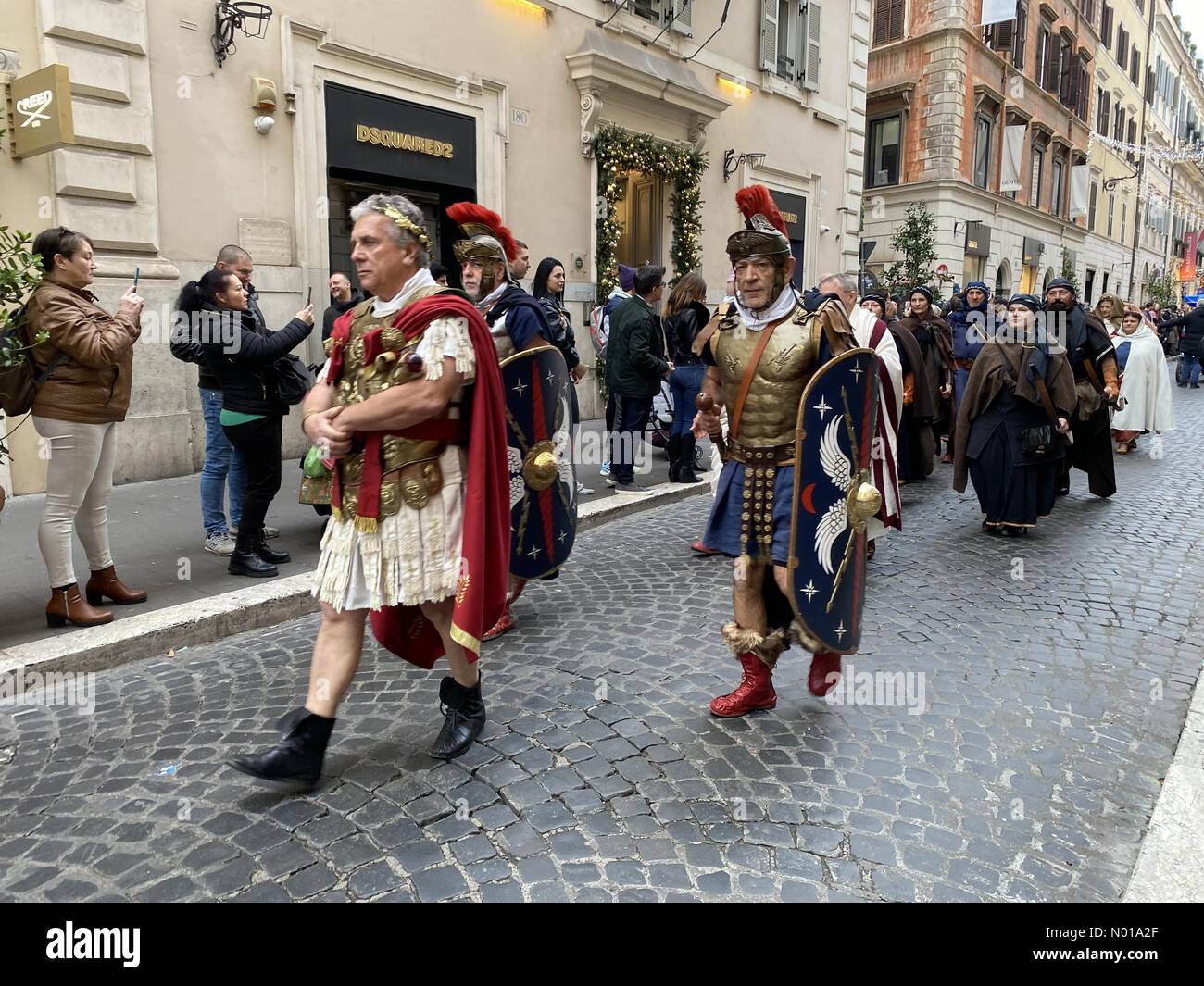 Rome, Italy 1 January 2024 .Participants dressed as Roman soldiers take ...