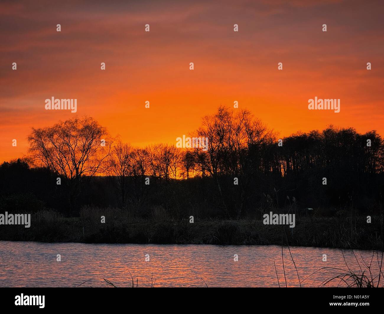 UK Weather: Sunset over Godalming. Marsh Farm, Godalming. 07th January ...