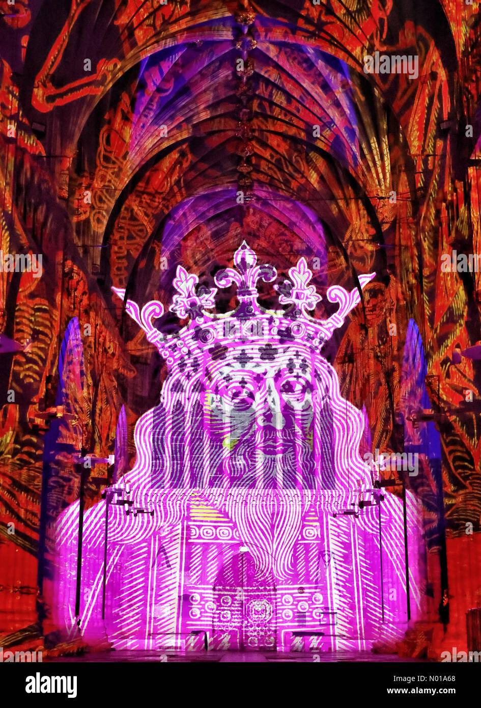 Exeter Cathedral, Devon, UK. 9th January, 2024. Luxmuralis: Crown and ...