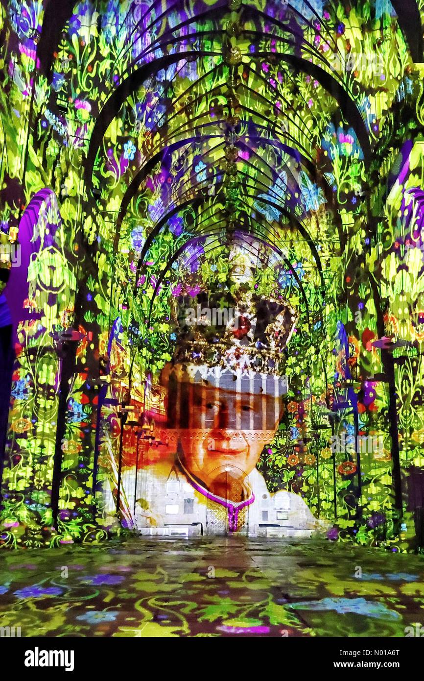 Exeter Cathedral, Devon, UK. 10th January, 2024. Luxmuralis: Crown and Coronation a spectacular ...