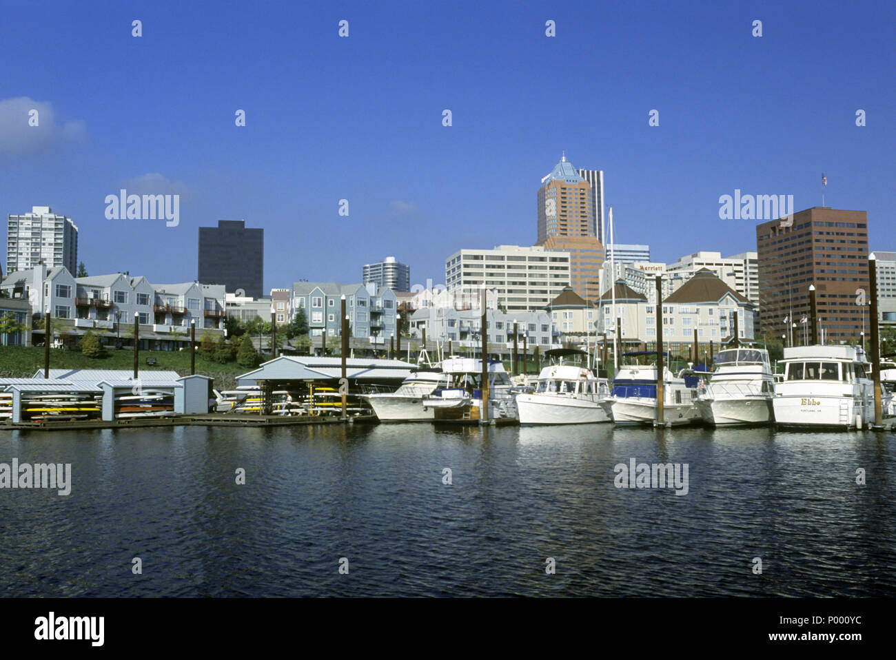 1992 HISTORICAL RIVER PLACE MARINA WILLAMETTE RIVER DOWNTOWN SKYLINE ...
