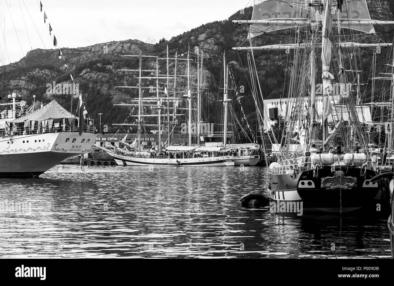 Tall Ships Race 2008. Bergen, Norway. The Russian square rigged Mir ...