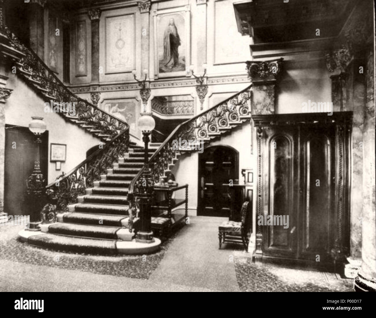 . Pre 1939 photo of the grand staircase of Endcliffe Hall. It was ...