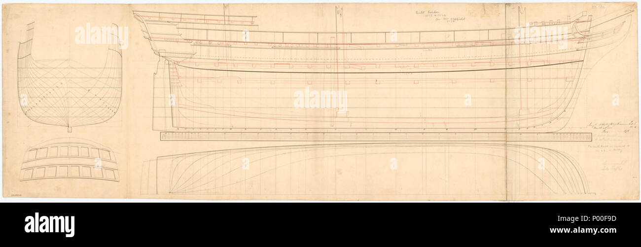 . English: 'Coromandel' (1820); 'Lady Raffles' (1817) Scale: 1:48. Plan ...