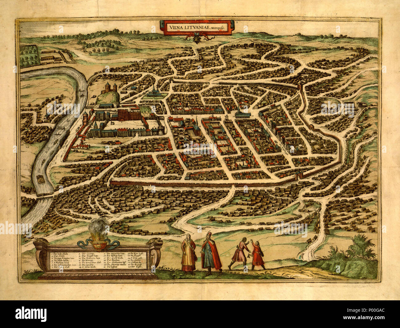 . English: A map of Vilnius, made by Jan Janssonius, during the Polish ...