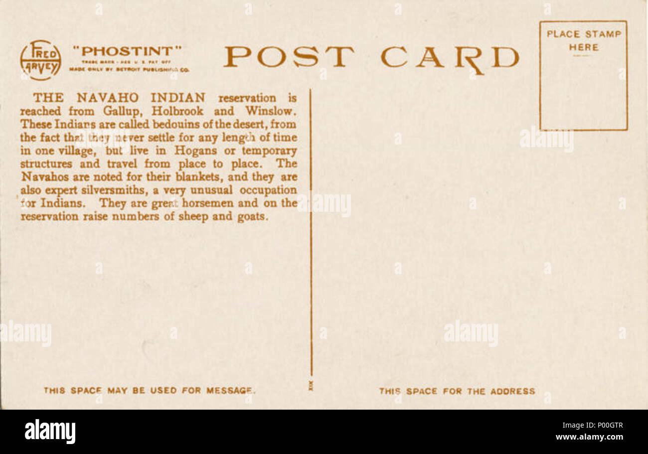 Navaho Indian Family and Hogan, Arizona. Fred Harvey series Stock Photo ...