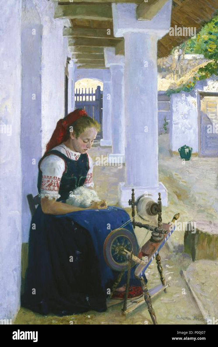 Spinning women 19th century hi-res stock photography and images - Alamy