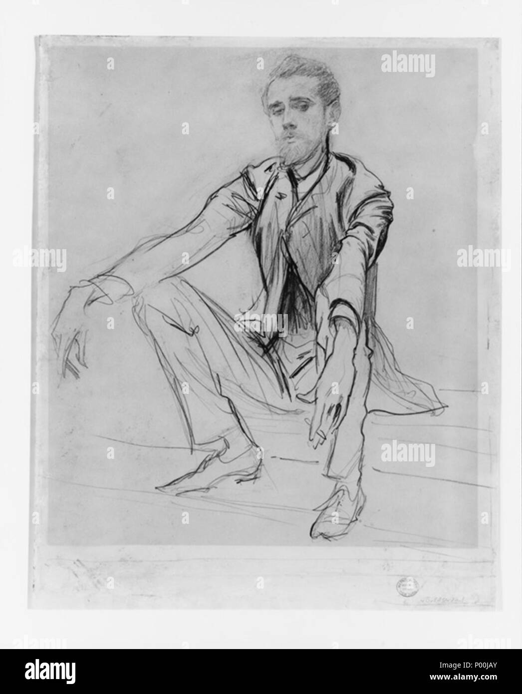 . Français : John Singer Sargent: dessin de Paul Helleu (v. 1880). 33,5 ...