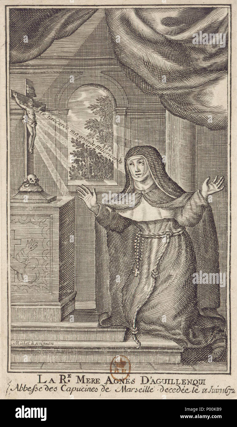 84 Portrait d’Agnès d’Aguillenqui en extase devant un crucifix Stock ...