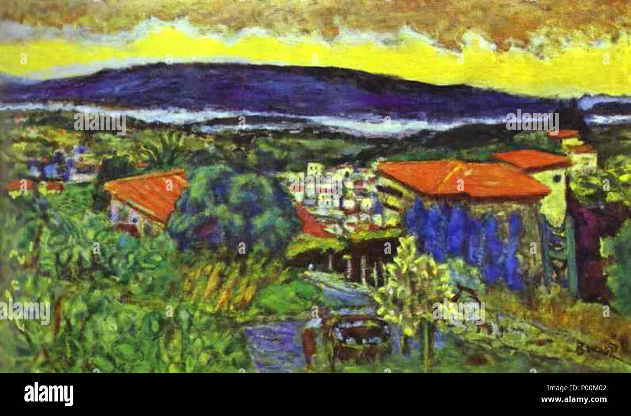 Red roofs in painting hi-res stock photography and images - Alamy