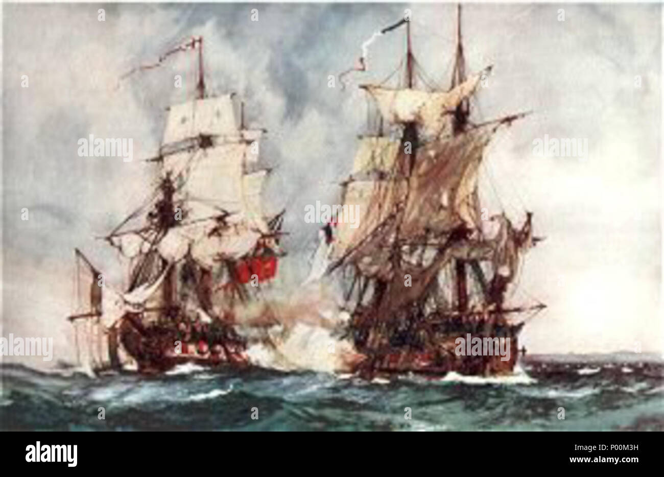 . English: A painting of the capture of the French frigate Reunion by ...