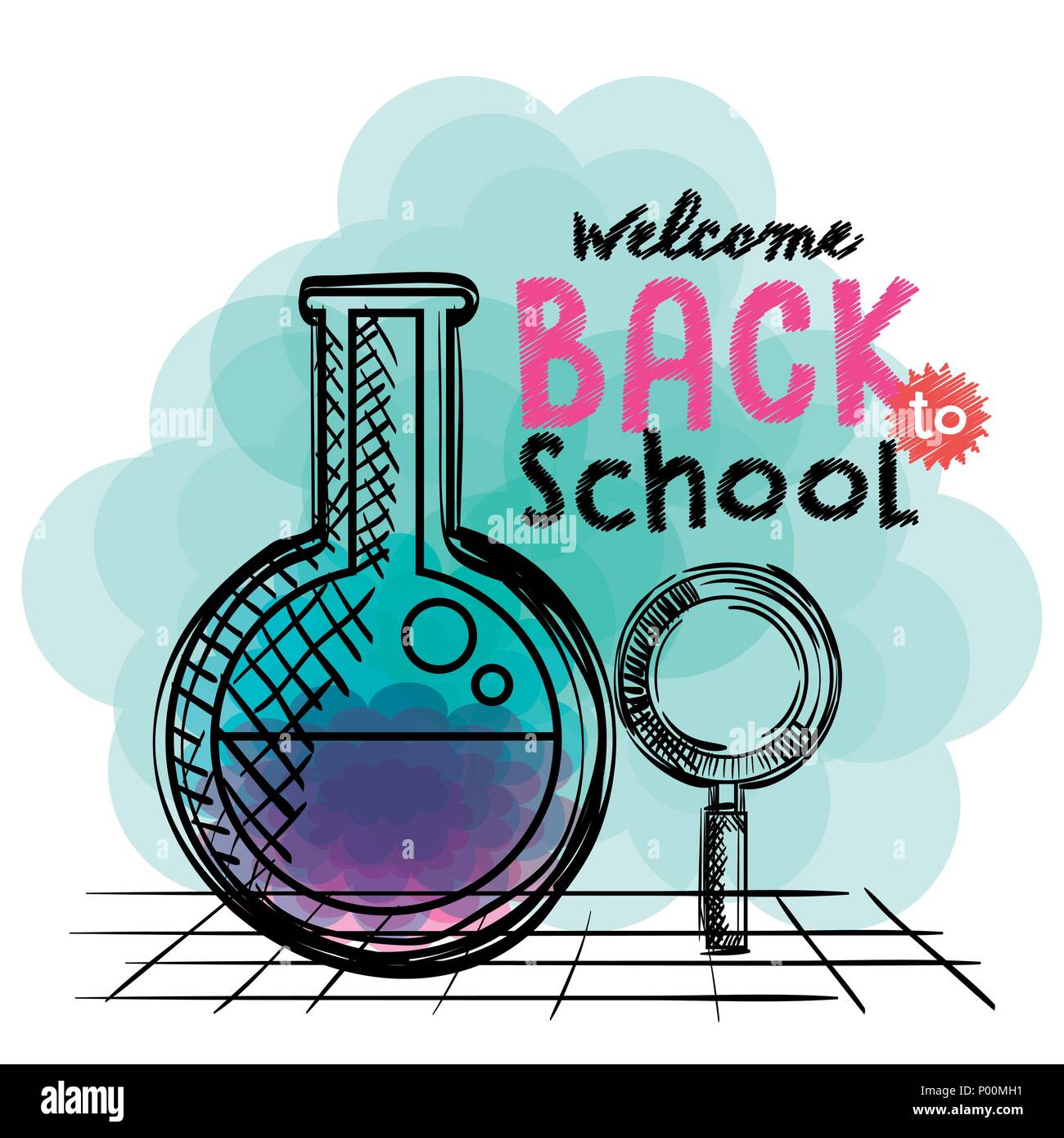 tube test and magnifying glass supplies drawing Stock Vector Image ...