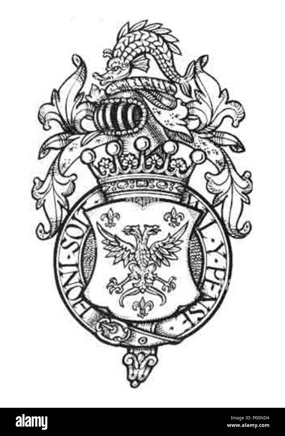 . Coat of arms of Sir Sidney Godolphin: An eagle displayed with two ...