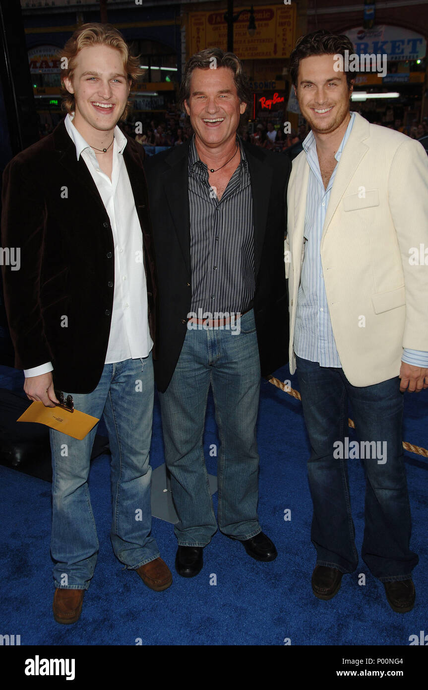 Kurt Russell with son (left) Wyatt and step son Oliver Hudson arriving ...