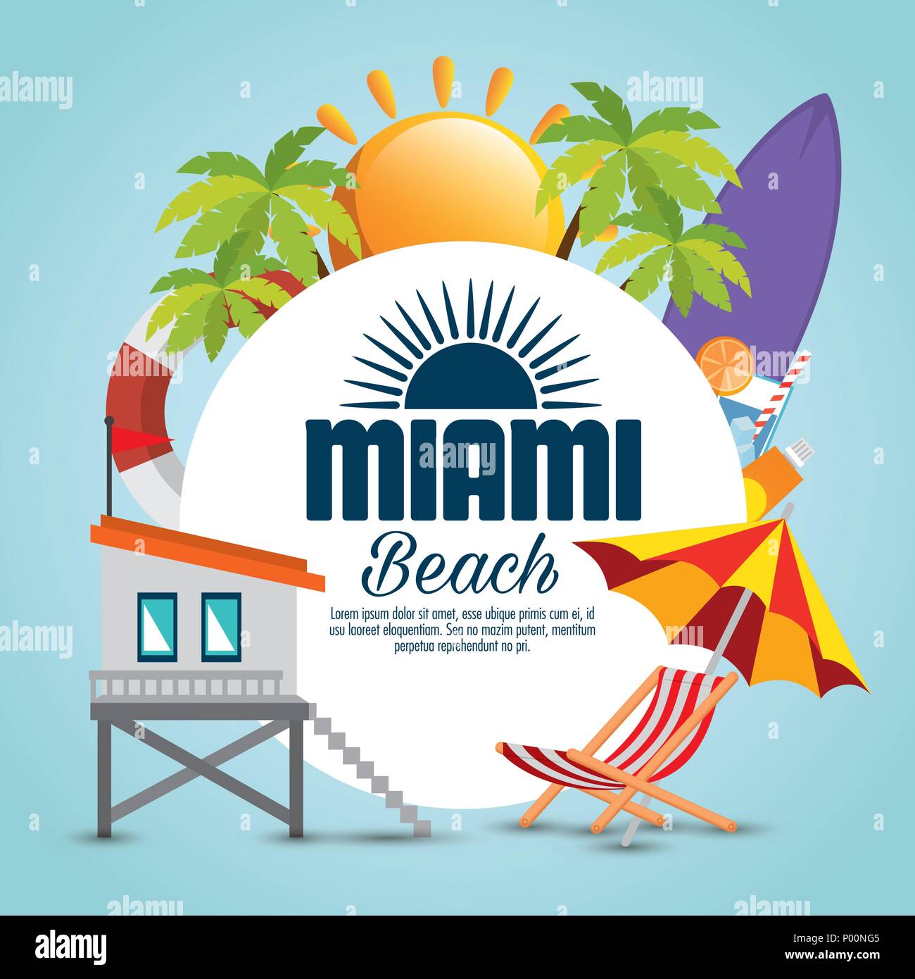 miami beach summer icons Stock Vector Image & Art - Alamy